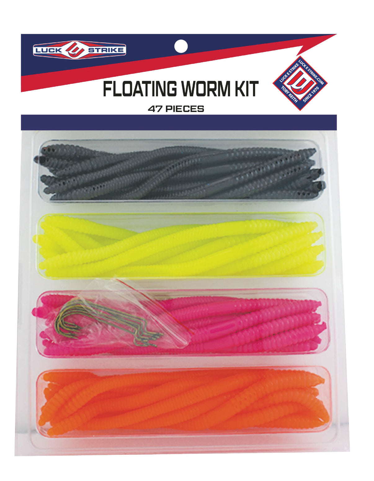 Luck E Strike | Bass Fishing Tackle Kits | Floating Worm Kit, 47 piece ...