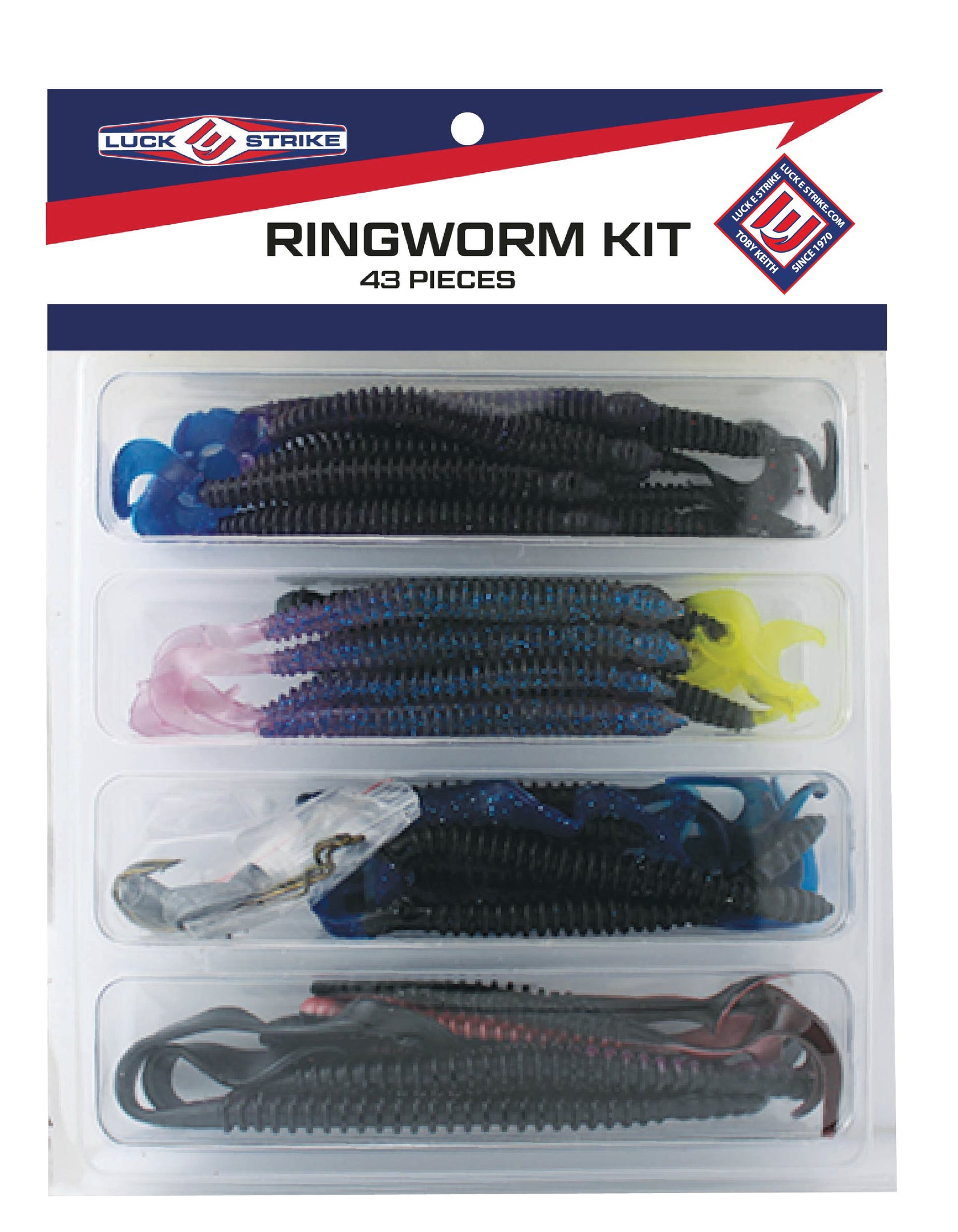 Luck E Strike | Bass Fishing Lure Kits | Ringworm Kit, 43 piece – Fish ...